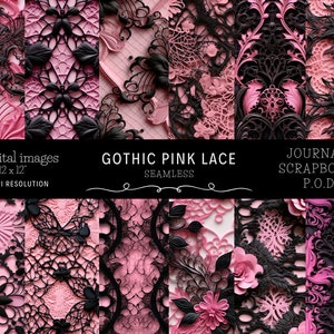 Gothic Pink Lace Digital Paper, Seamless Victorian Patterns (digital ...