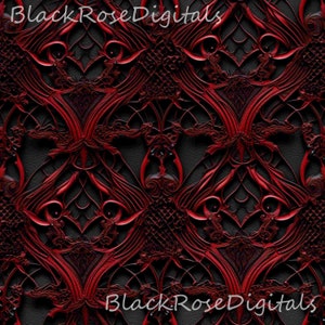 Blood Red Lace Digital Paper, Seamless Pattern, Victorian Lace ...