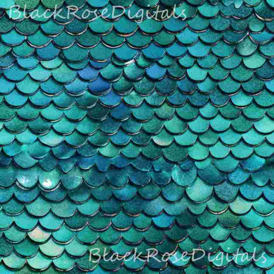 Turquoise Scales Digital Paper, Seamless Pattern, Textured-look ...