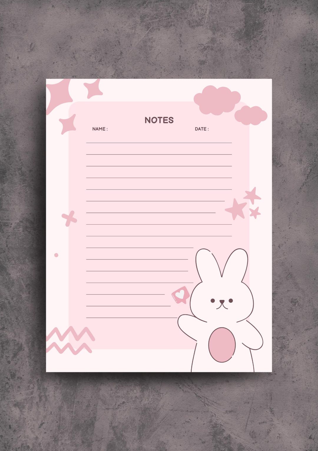 Pink Cute Notes Planner Digital Download Template - Etsy