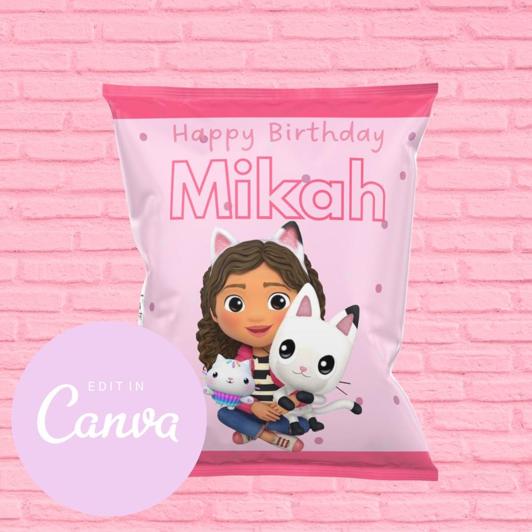 Gabby’s Dollhouse Chip Bag: Editable Birthday Party Favor (digital ...