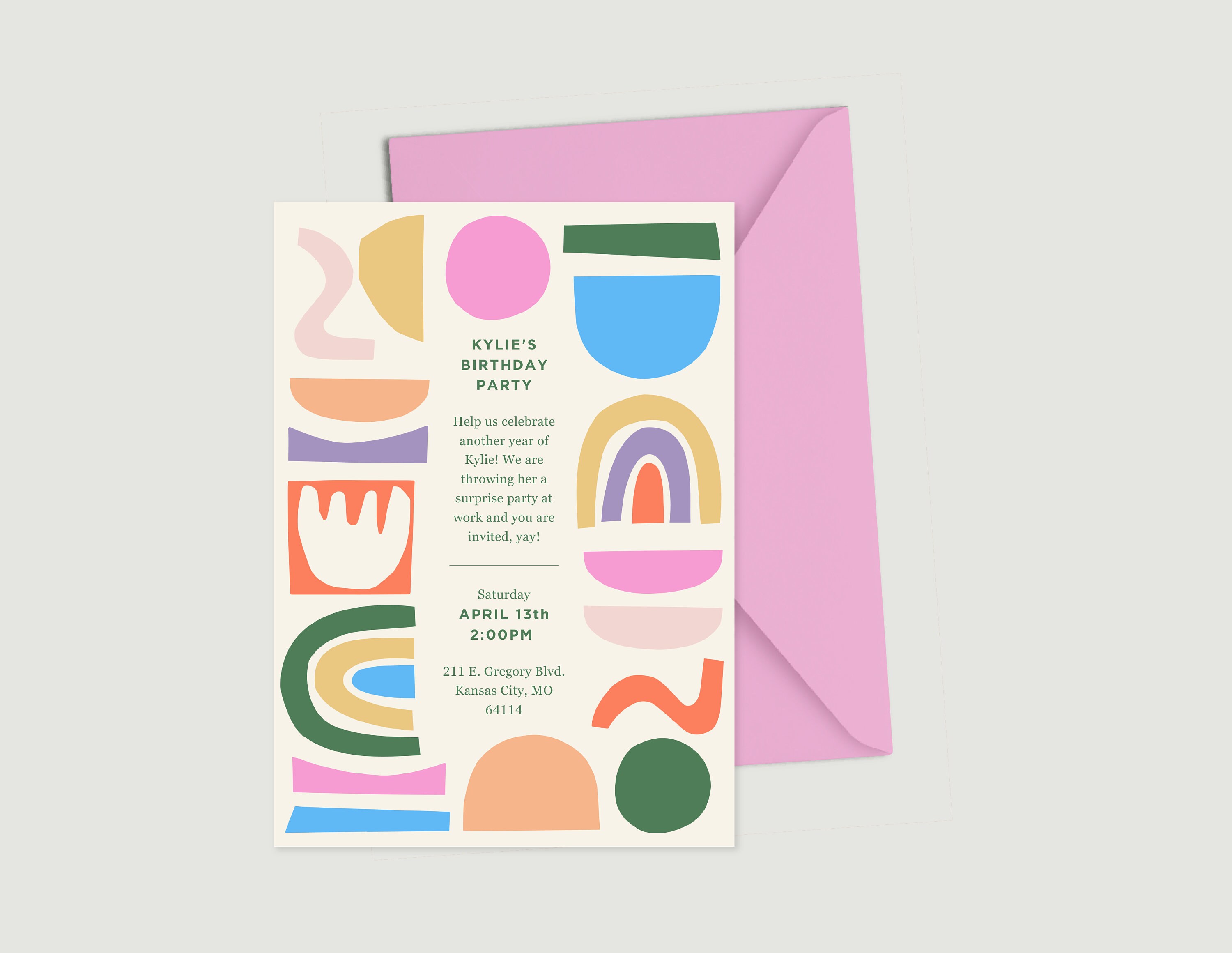 Shapes Party Birthday Digital Invite Template - Etsy