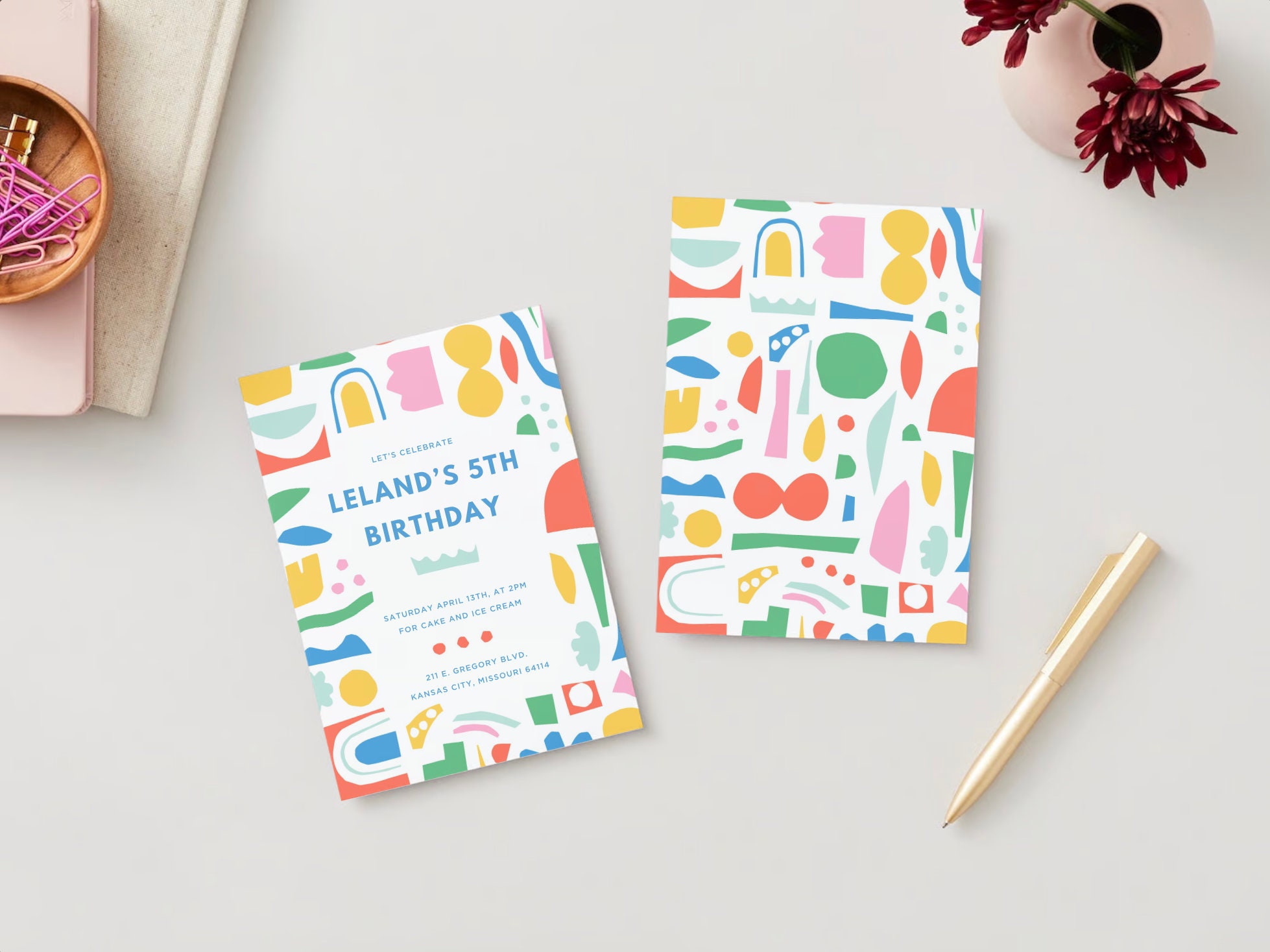 Cut Paper Birthday Digital Invite Template - Etsy