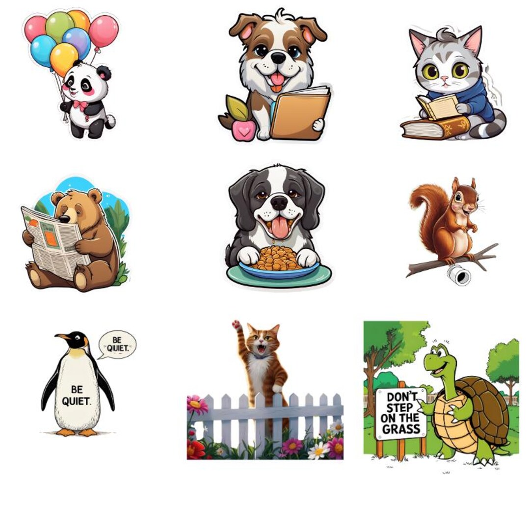 Valentine Animal SVG, Cute Animals Sticker Bundle, Cute Animal Clipart ...