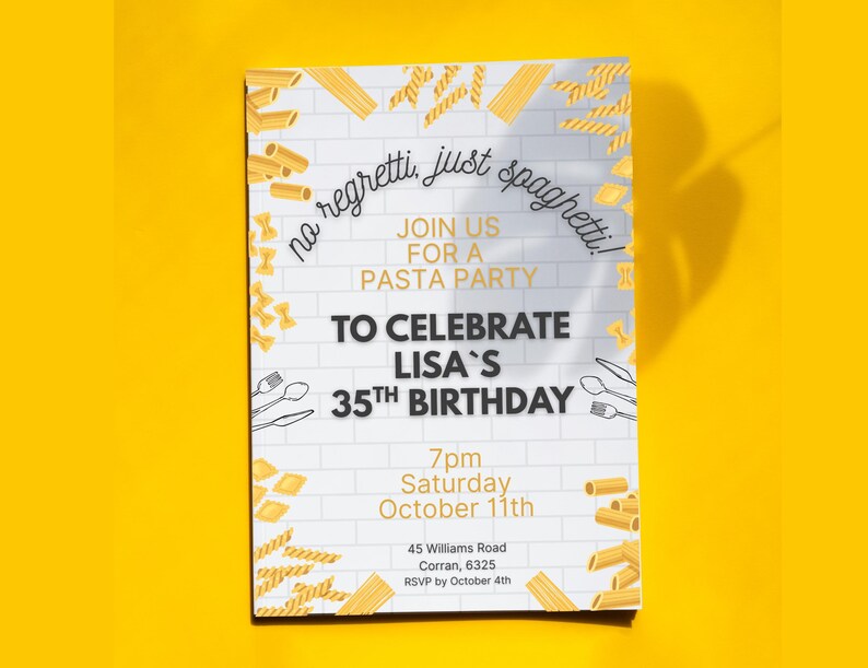 Editable Pasta Party Invitation Template: Italian Theme (canva Digital ...