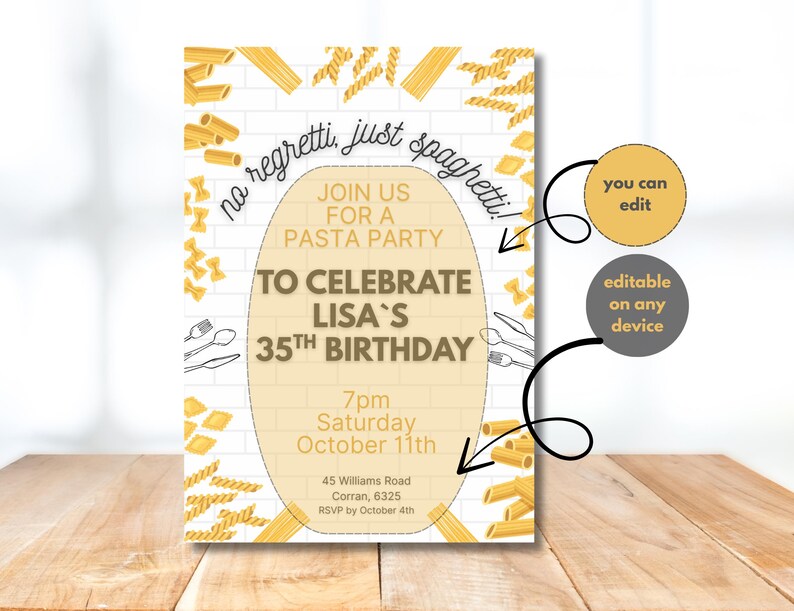 Editable Pasta Party Invitation Template: Italian Theme (canva Digital ...