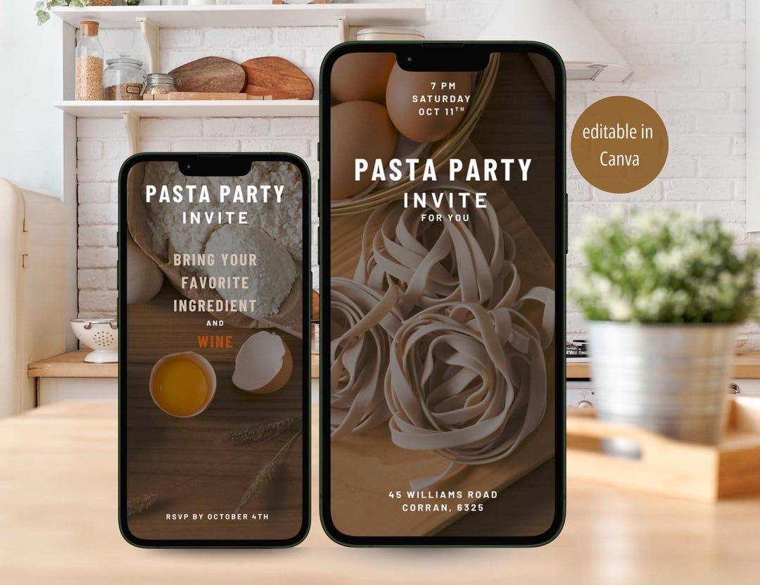 Editable Pasta Party Invitation Template: Invite Friends and Family and ...