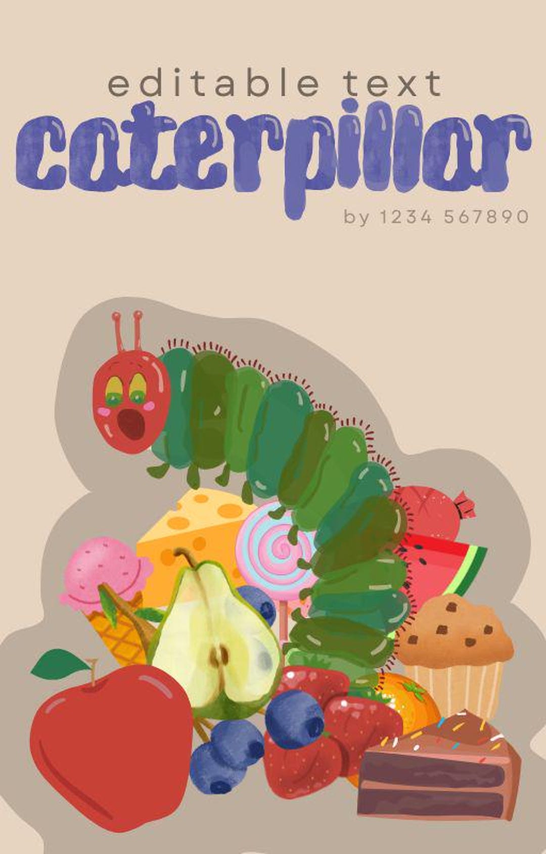 Book Cover | Editable Caterpillar Book Cover | Children's Book Art ...