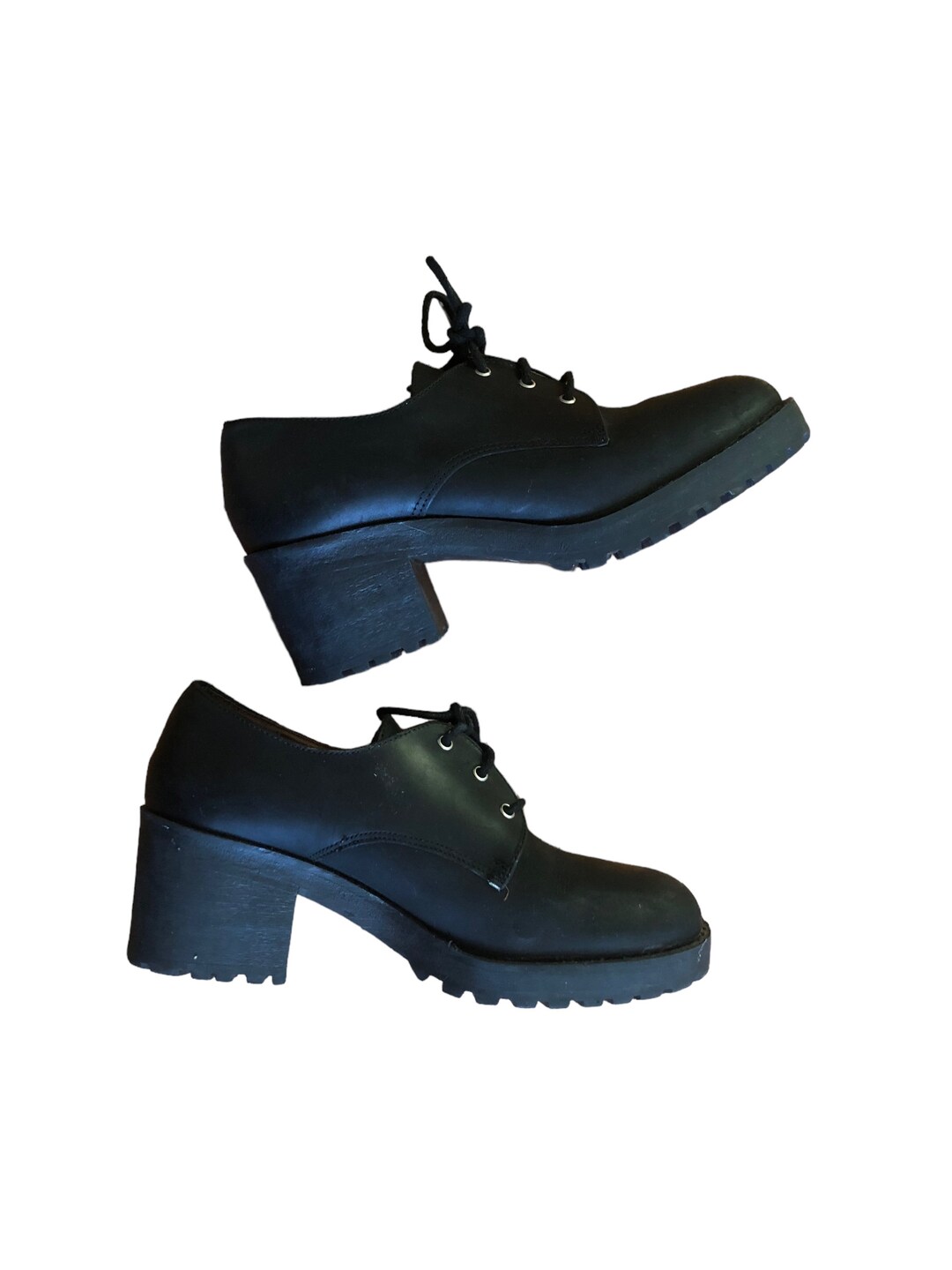 7/7.7 90s Vintage Chunky Block Platform Heel Rounded Toe Lace up ...