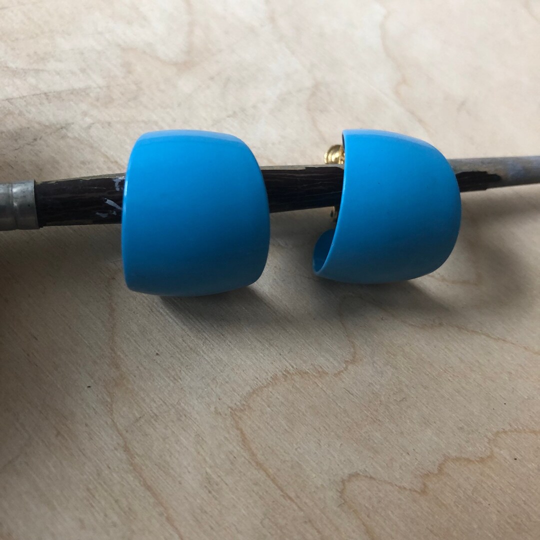 Chunky Blue Hoops 80s Vintage Screw Back Posts Clip on Hoop Earrings ...