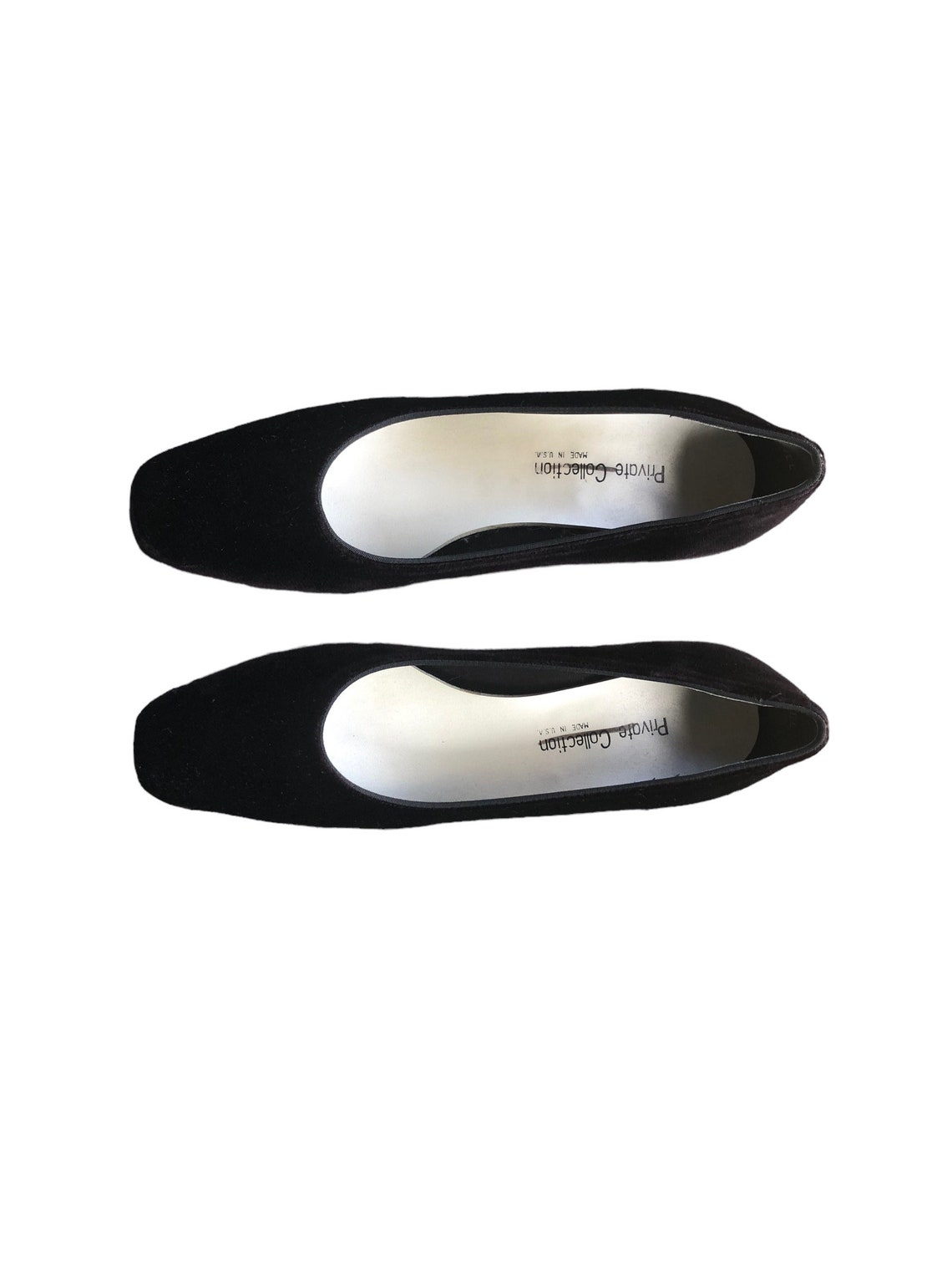 10 | Black Velvet Pumps 90s Vintage Rounded Toe High Heel Block Heels ...