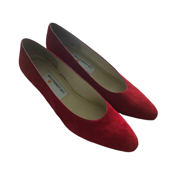 9 | Red Suede Pointed Toe Pumps womens shoes low kitt… - Gem
