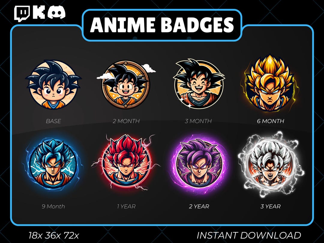 Super Saiyan Twitch Sub Badges | DBZ Inspired Badges | Ultra Instinct ...