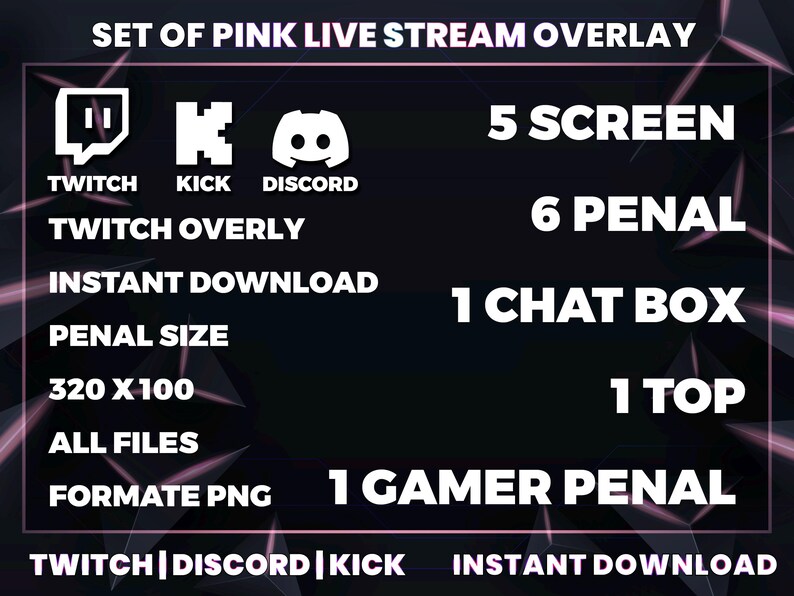 Pink Stream Overlay Pack: Twitch, Discord, Kick (digital Download) - Etsy