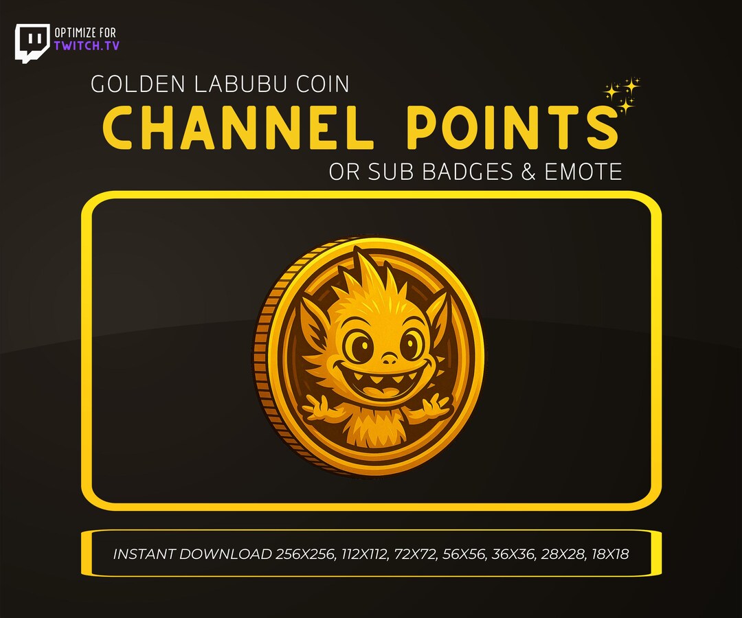 Golden Labubu Coin: Twitch Emote, Sub Badge, Discord Emoji (instant ...