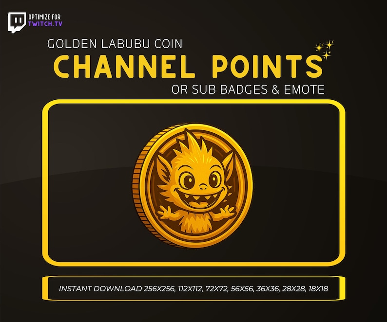 Golden Labubu Coin: Twitch Emote, Sub Badge, Discord Emoji (instant ...