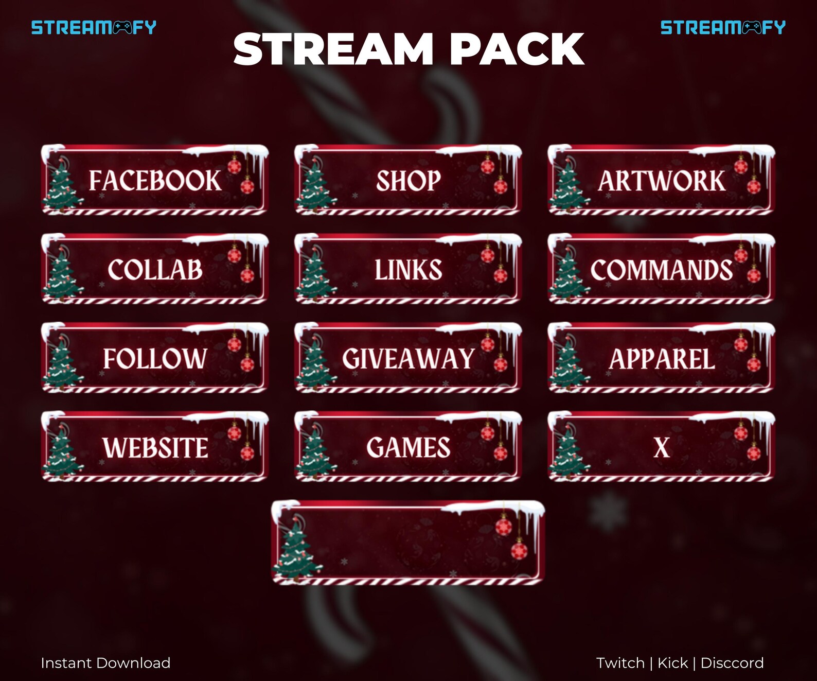 Candy Cane Christmas Stream Pack | Animated Twitch Overlay - Etsy
