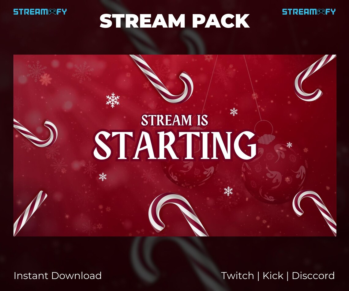 Candy Cane Christmas Stream Pack | Animated Twitch Overlay - Etsy