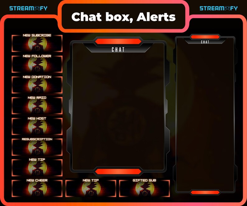 Anime Twitch Stream Overlay Pack: Goku-inspired OBS Theme - Etsy