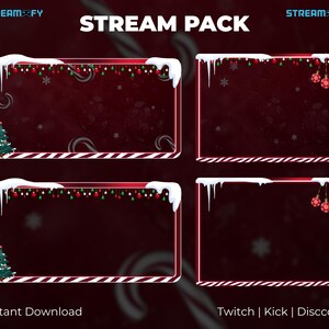 Candy Cane Christmas Stream Pack | Animated Twitch Overlay - Etsy