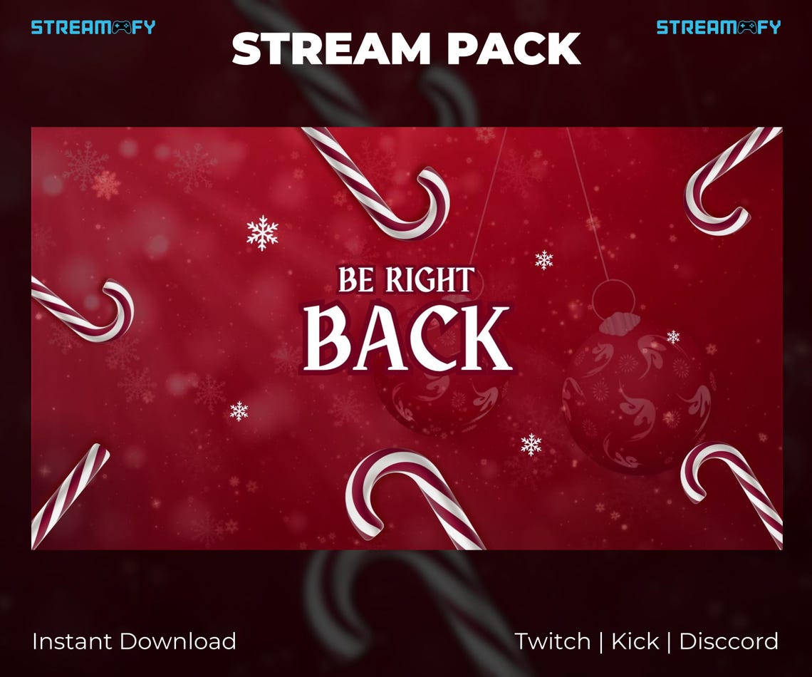 Candy Cane Christmas Stream Pack | Animated Twitch Overlay - Etsy