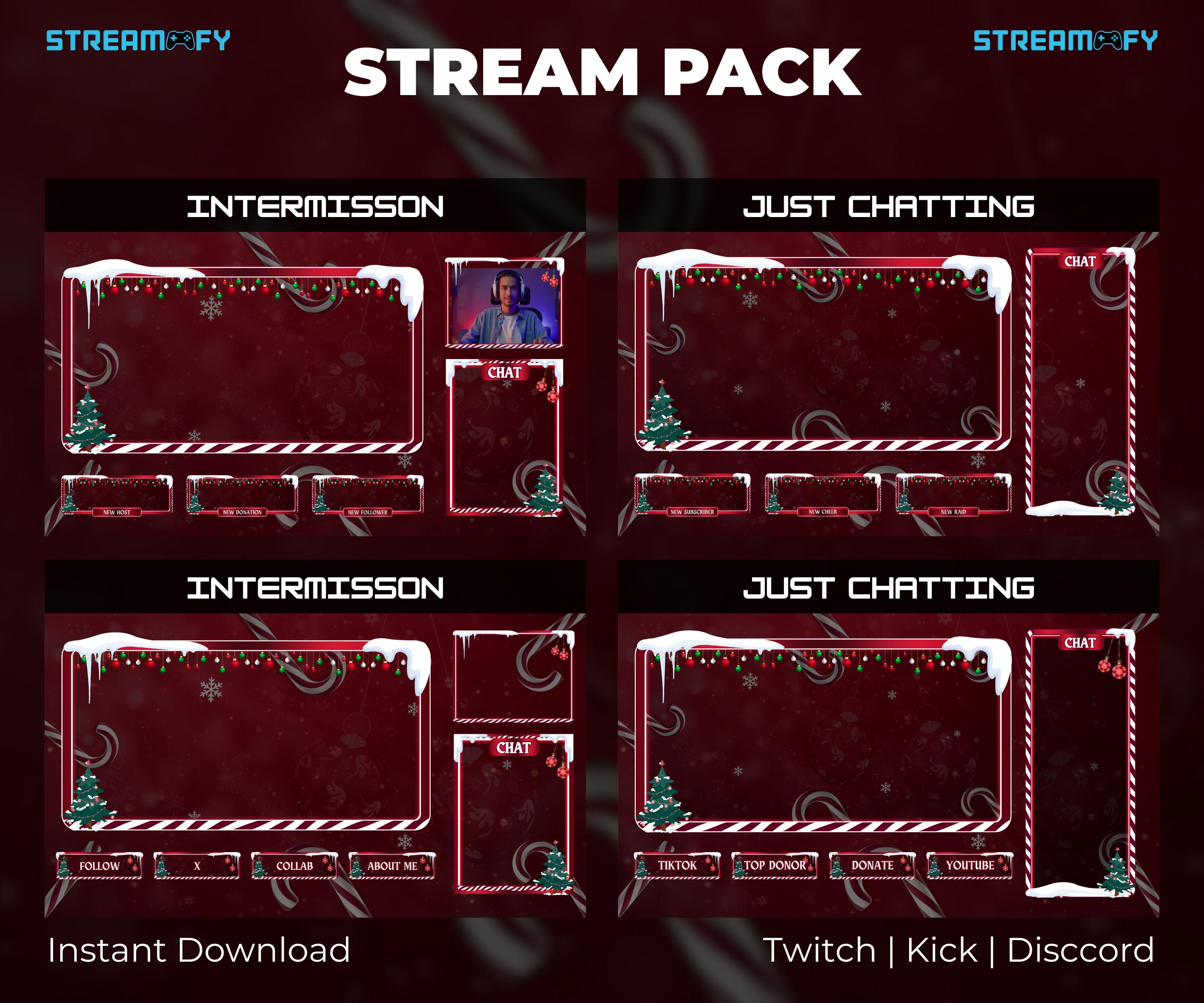 Candy Cane Christmas Stream Pack | Animated Twitch Overlay - Etsy