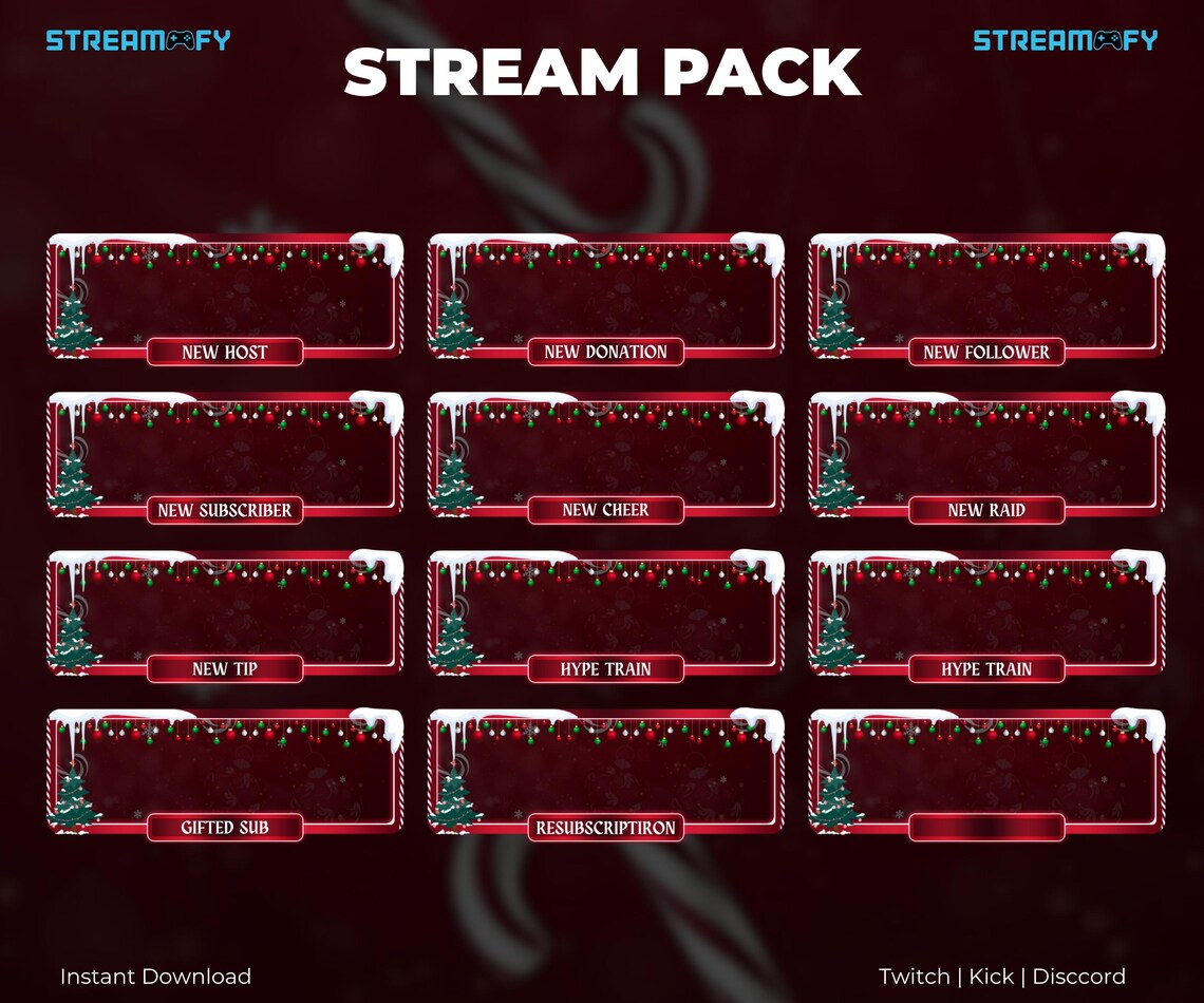 Candy Cane Christmas Stream Pack | Animated Twitch Overlay - Etsy