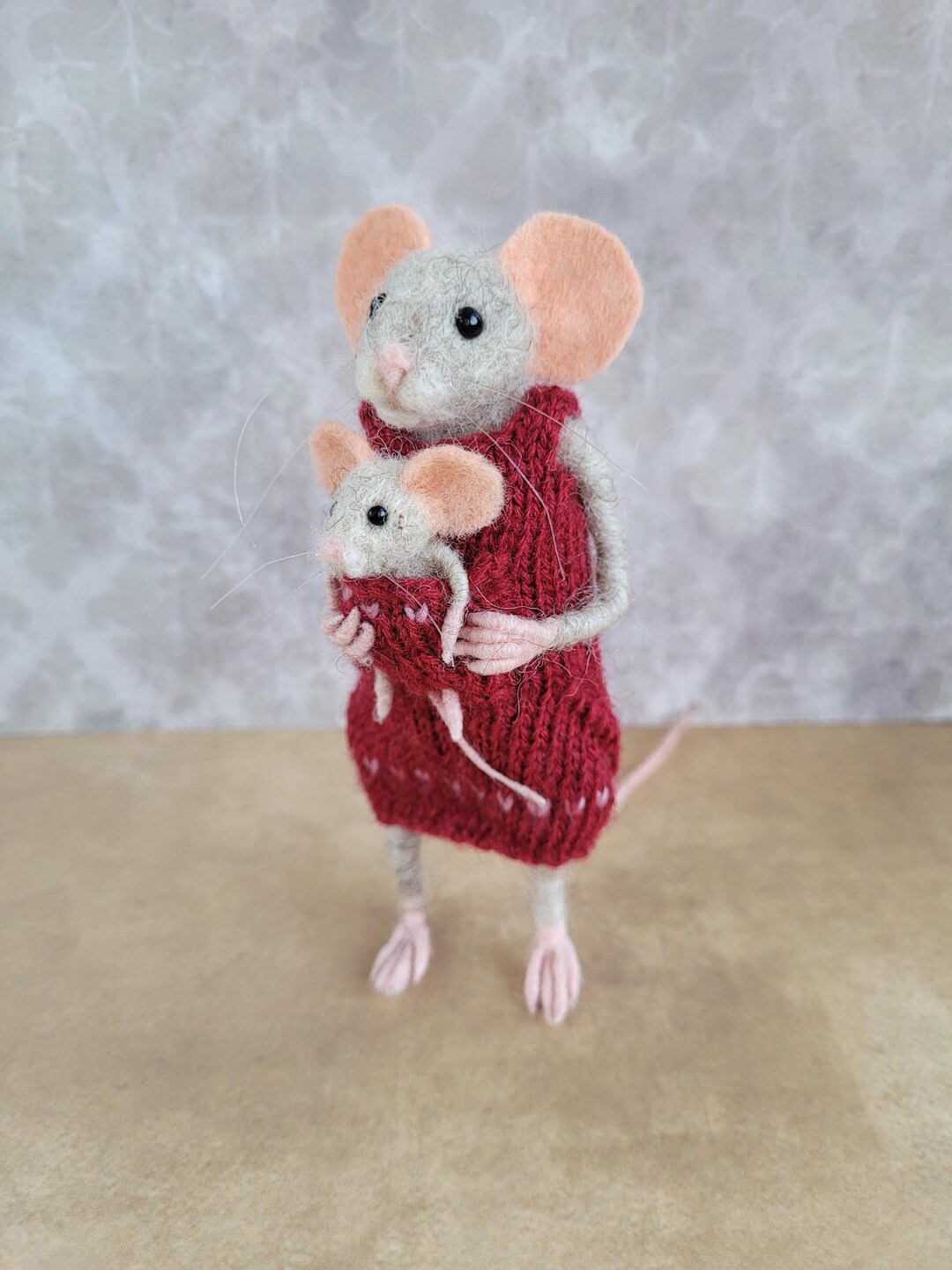 Needle Felted Mother and Baby Mice: Wool Family Sculpture - Etsy