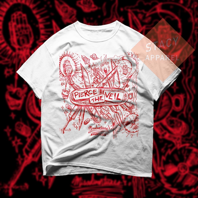 Limited Pierce the Veil Heavy Cotton T-shirt - PTV Band Misadventures ...