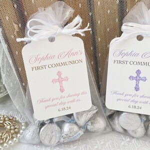 Personalized First Holy Communion Favor Gift Bags and Tags for Girls ...