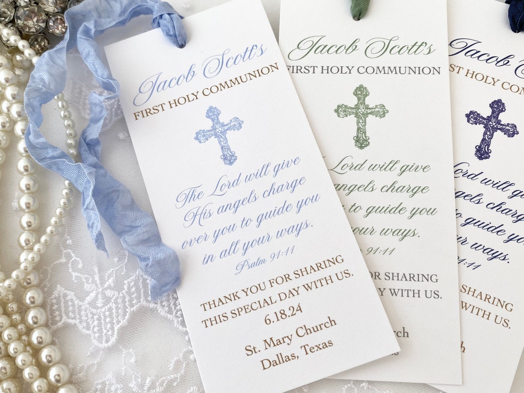 Printed First Holy Communion Favor Bookmarks Gifts, Boy First Communion ...