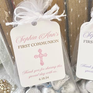 Personalized First Holy Communion Favor Gift Bags and Tags, Cross Favor ...