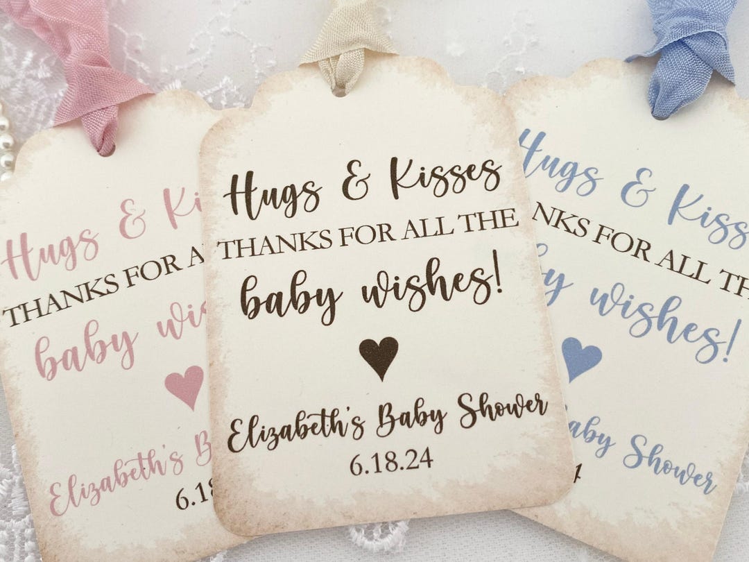 PRINTED Hugs and Kisses Baby Wishes Favor Gift Tags for Baby Shower ...