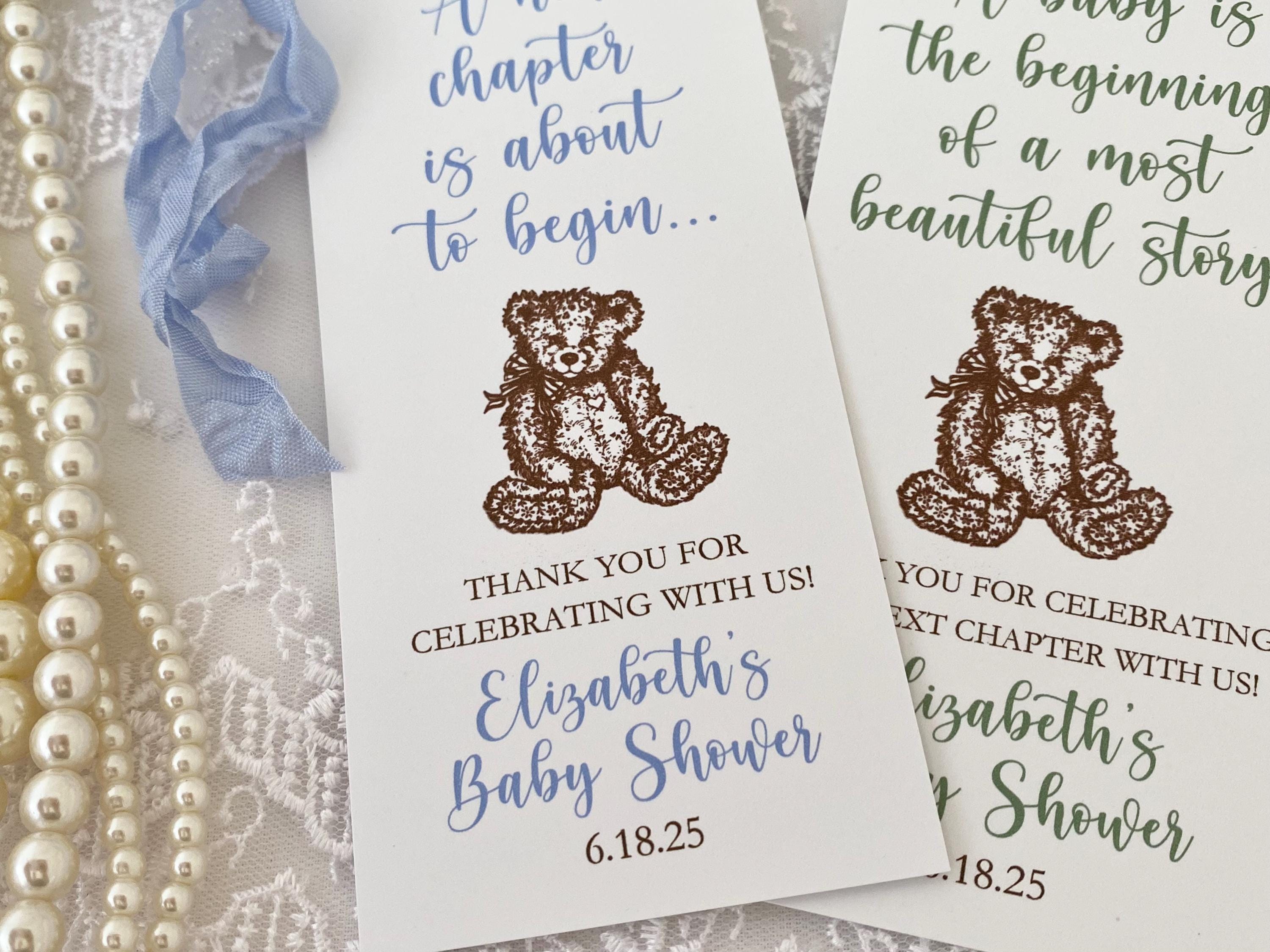 Printed Teddy Bear Bookmarks Favors, Reading Baby Shower Favors, Teddy ...