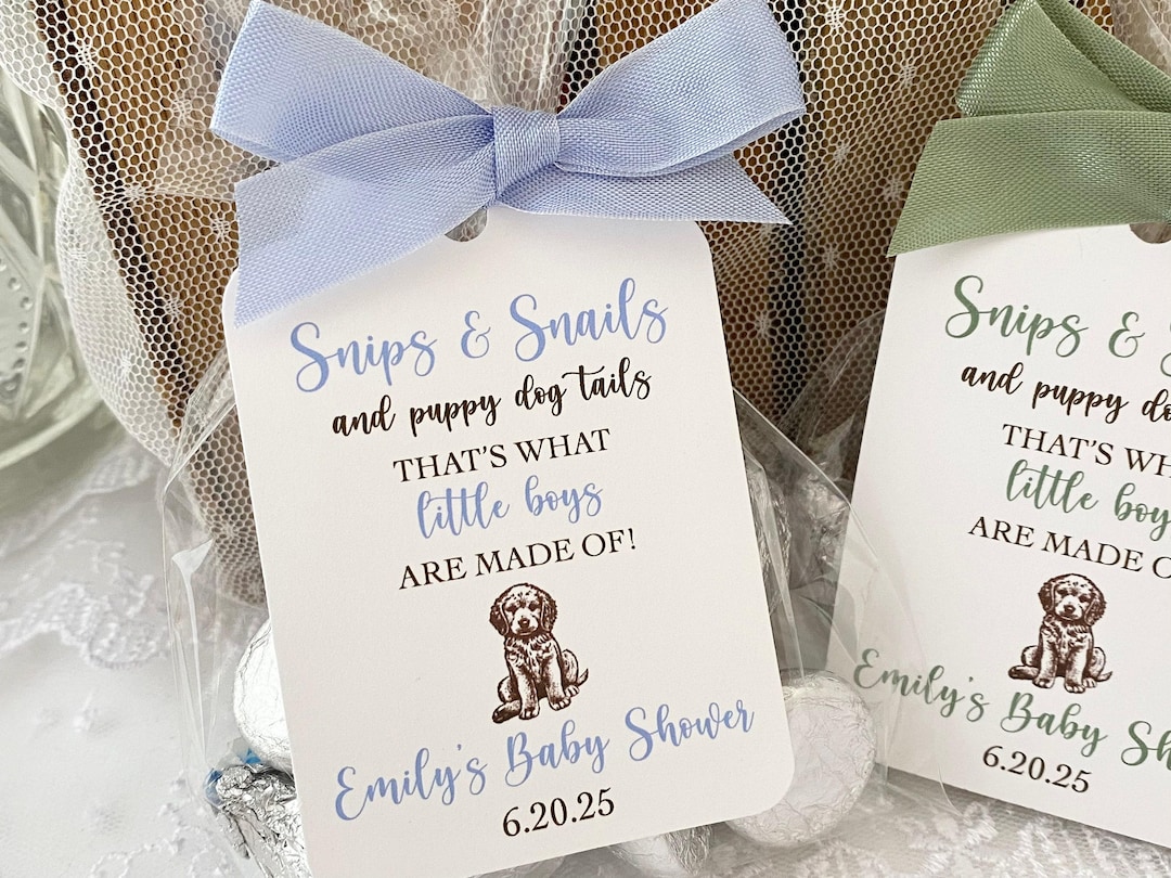 Printed Puppy Dog Baby Shower Favor Bags, Snips and Snails Puppy Dog ...
