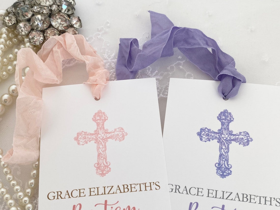 Girl Baptism Favor Bookmarks Baptism Guest Gifts Pink Cross - Etsy