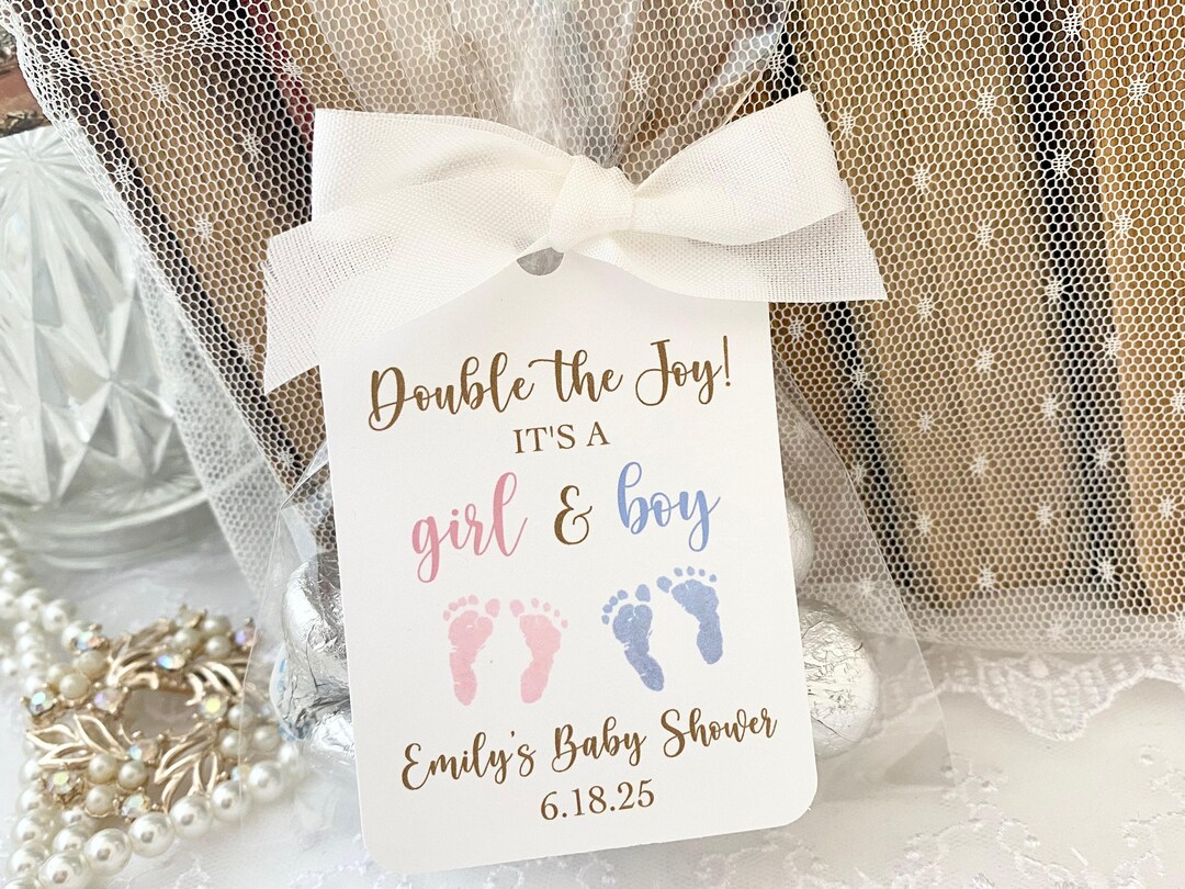 Printed Twin Boy Girl Favor Candy Bags, Twin Baby Shower Favor Bags ...
