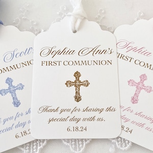 Printed First Holy Communion Cross Favor Tags, Baby Dedication Tags ...