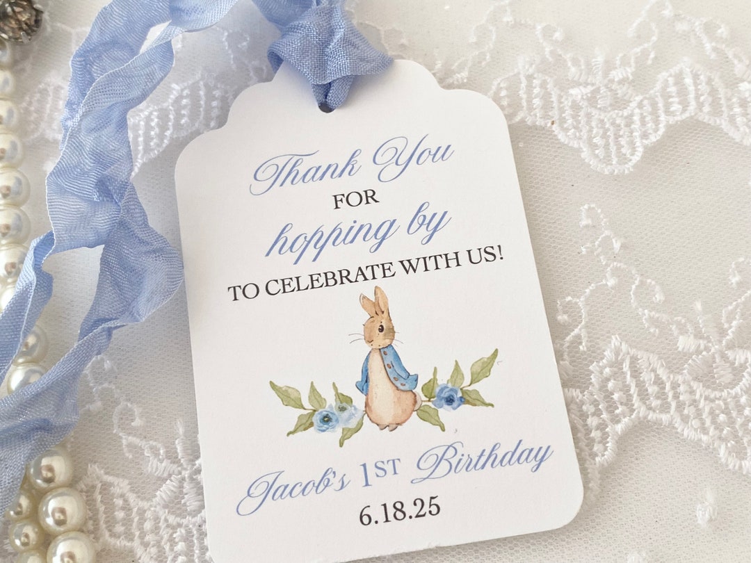 Printed Peter Rabbit 1st 2nd Birthday Favor Gift Tags, Personalized ...