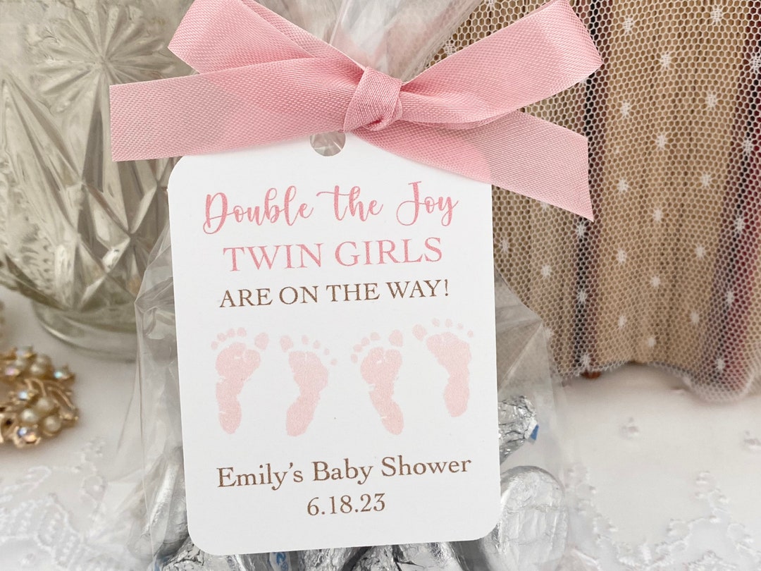 Printed Twin Girl Favor Bags, Twin Girl Baby Shower Favor Treat Bags ...