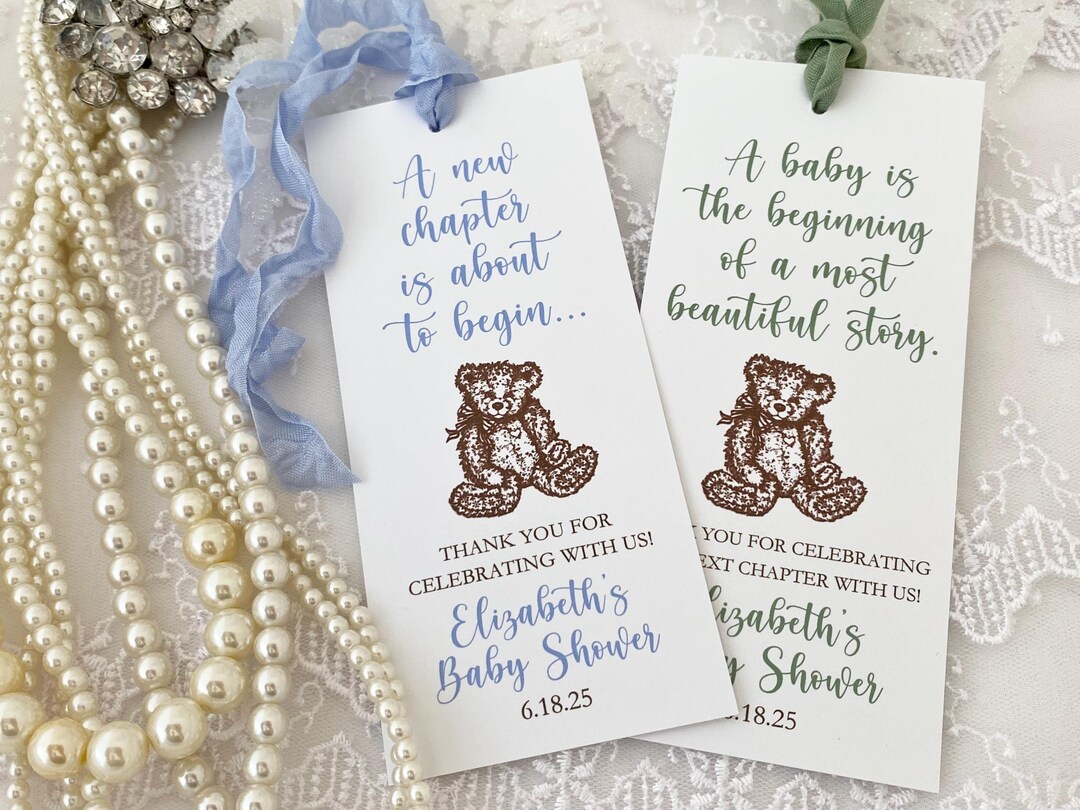 Printed Teddy Bear Bookmarks Favors, Reading Baby Shower Favors, Teddy ...