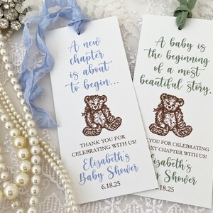 Printed Teddy Bear Bookmarks Favors, Reading Baby Shower Favors, Teddy ...