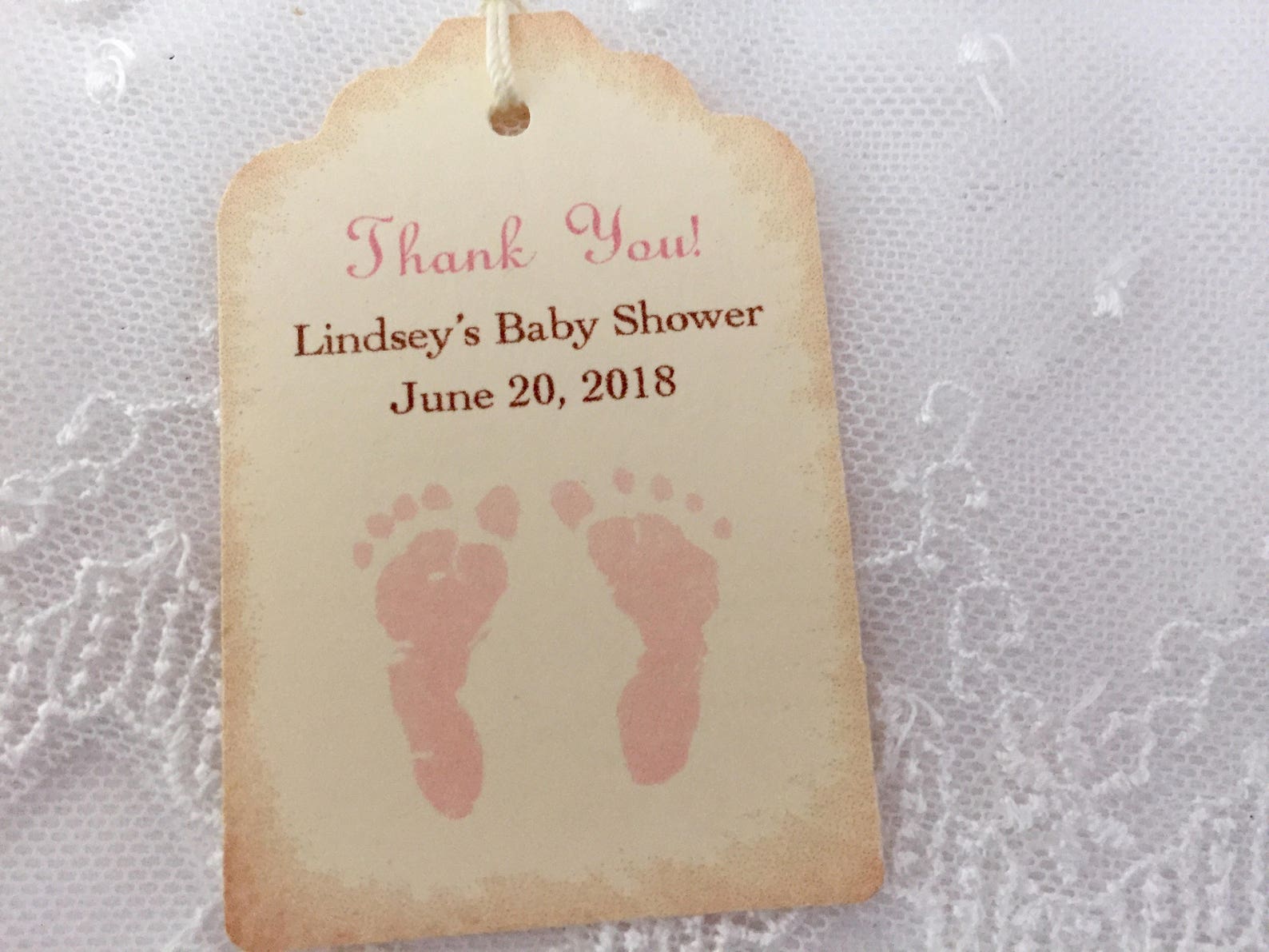 Pink Girl Baby Shower Tags Pink Footprint Baby Favor Tags | Etsy