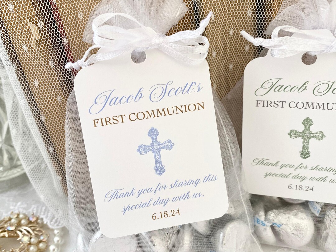 Personalized First Holy Communion Favor Gift Bags and Tags, for Boys ...