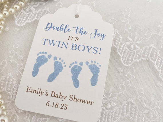 Printed Twin Boy Favor Tags Twin Boy Baby Shower Tags Twin - Etsy