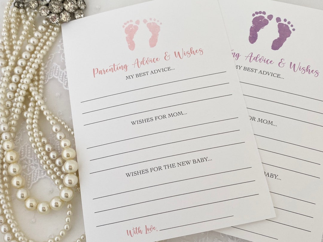 Printed Baby Girl Parenting Advice Cards, Girl Shower Advice Cards for ...