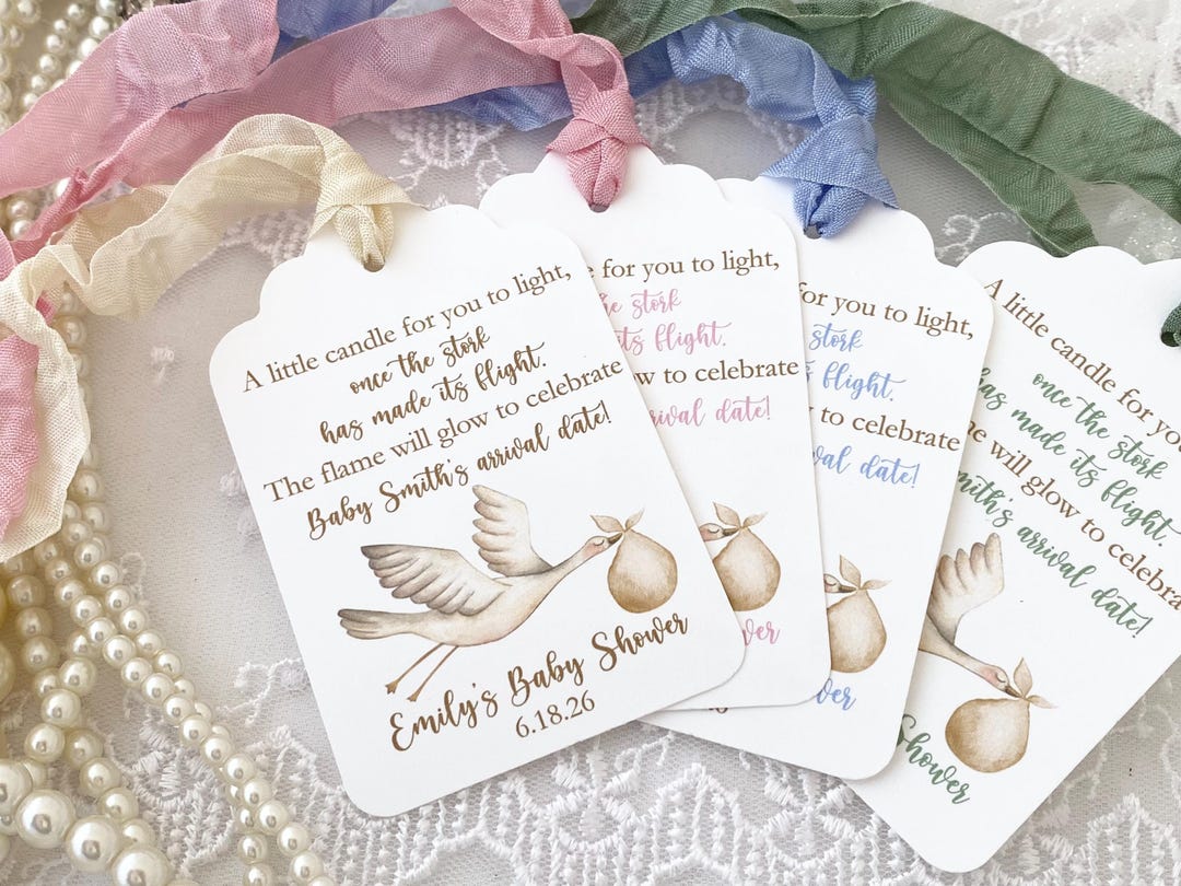 Printed Baby Shower Candle Tags, Personalized Baby Candle Tealight Poem ...