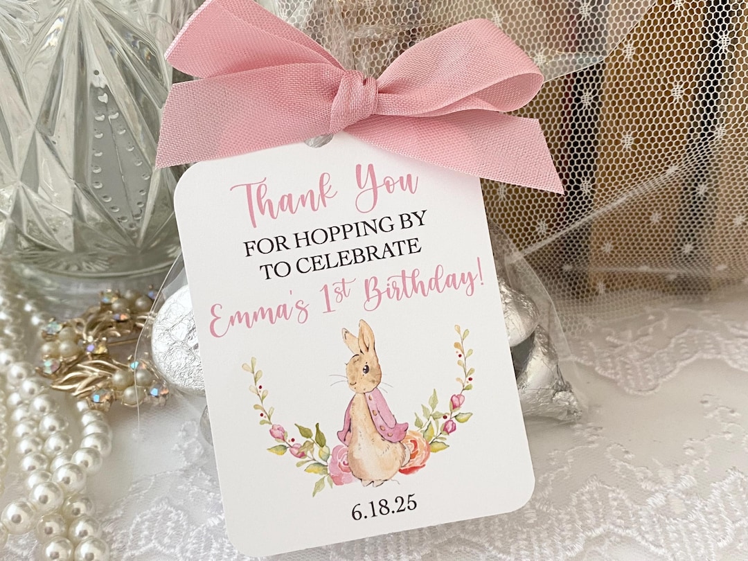 Flopsy Bunny Birthday Favor Gift Bags, Pink Peter Rabbit 1st 2nd ...