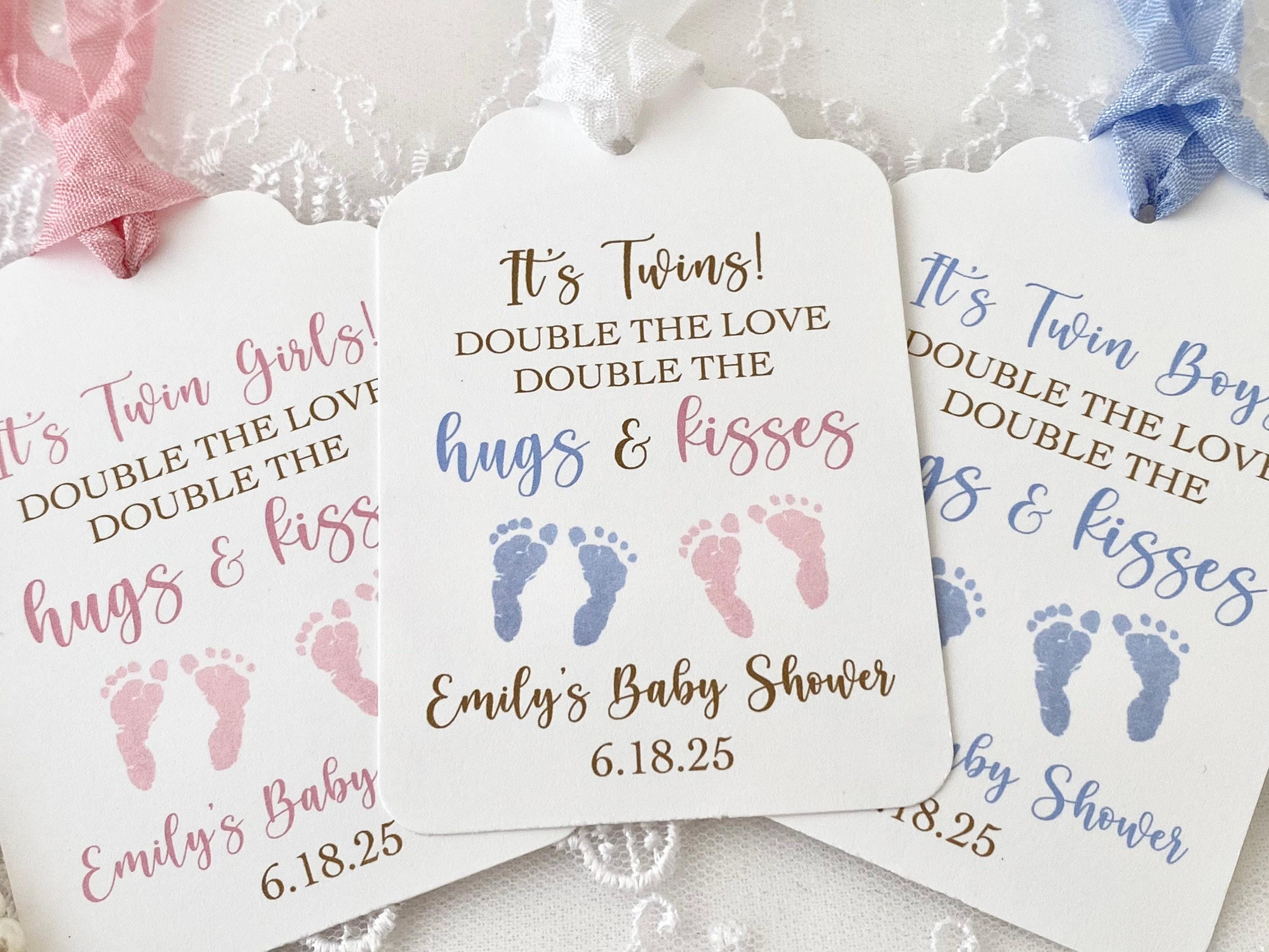 Printed It's Twins Favor Gift Tags, Double the Love, Double the Hugs ...