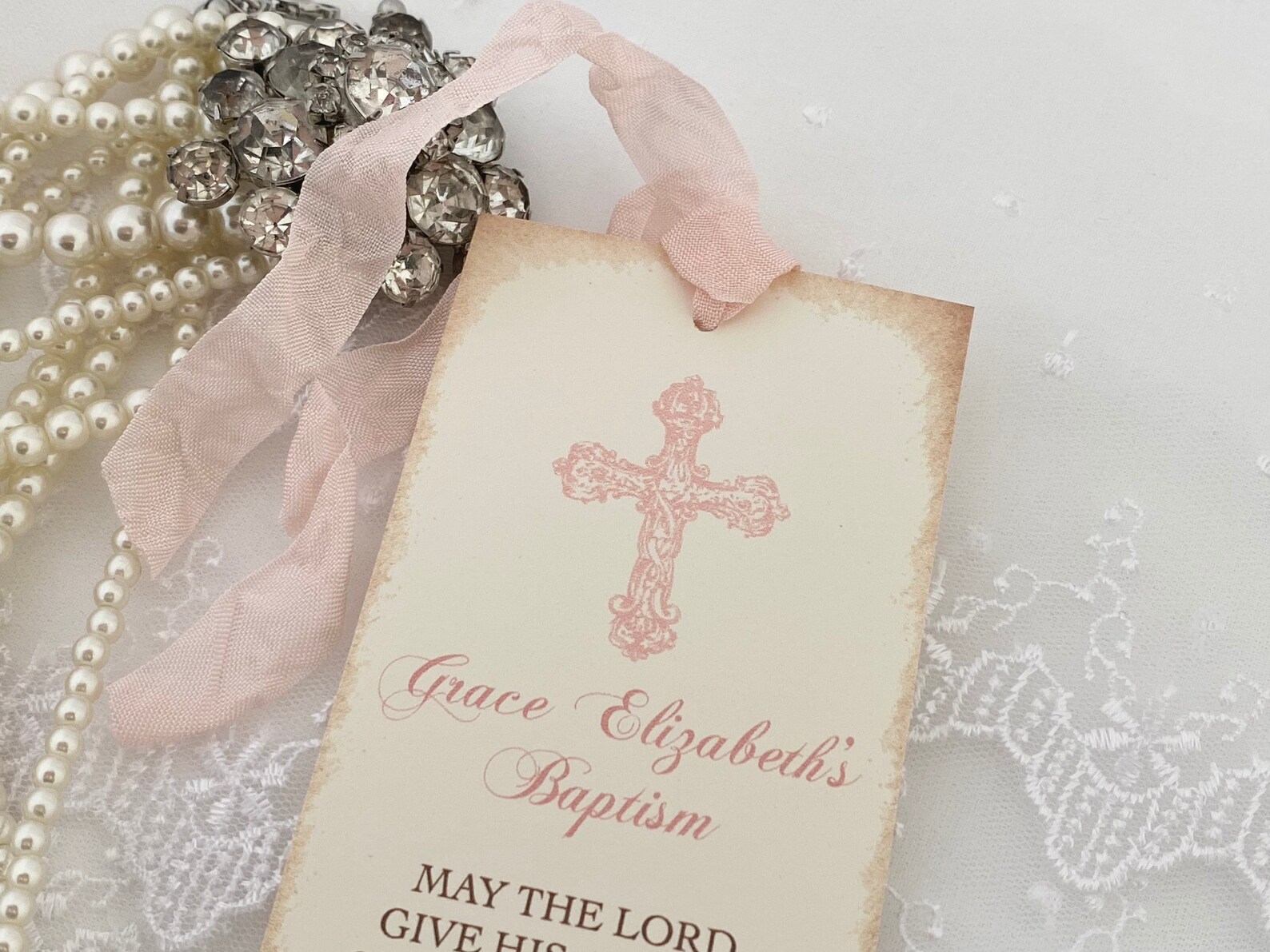 Girl Baptism Favor Bookmarks Baptism Guest Gifts Pink Cross | Etsy